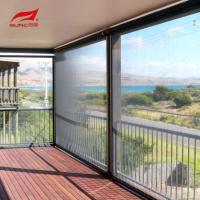 China SUNC Outdoor Electric Blinds Black Zip Screen Roller Blinds Sun Shade Patio for sale