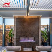 China Outdoor Motorized Aluminium Pergola With Sides Black Louvered Roof Garden Pergola for sale