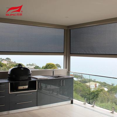 China Sunc Outdoor Electric Roller Blinds Waterproof Pvc Zip Screen Blinds For Patio for sale