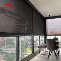 China Black Motorized Outdoor Roller Blinds Sun Shade Patio Waterproof Pvc Zip Screen Blinds for sale