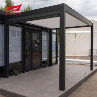 China Rainproof Motorized Aluminum Pergola With Drainage System Outdoor Louver Blades for sale