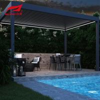 China Rainproof Motorized Aluminum Pergola With Drainage System Outdoor Louver Blades for sale