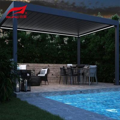 China Rainproof Motorized Aluminum Pergola With Drainage System Outdoor Louver Blades for sale