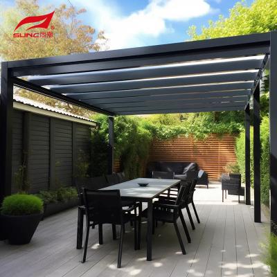 China Customized Size Aluminum Retractable Pergola For Garden And Swimming Pool for sale