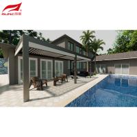 China Aluminum Pergola Louver Roof Kit Motorized Waterproof Pergola System Remote Control Gazebo Cover for sale