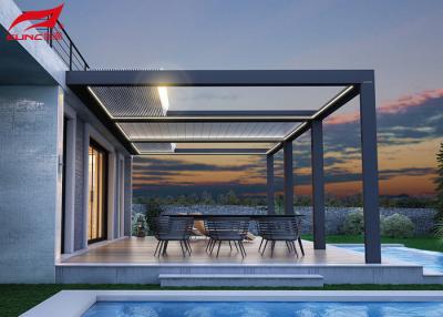 China Outdoor Modern Aluminum Motorized Louvre Roof Sun Bioclimatic Pergola For Garden and Swimming Pool for sale