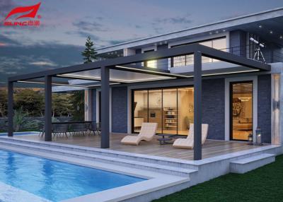 China Customized Frame with Aluminium Alloy 6063 Drainage System and IP 67 Testing Retractable Roof Pergola for sale