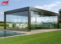 China Modern Waterproof Outdoor Roller Blinds Motorized Aluminium Pergola With Sliding Glasses for sale