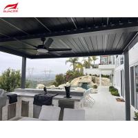 China Modern Waterproof Outdoor Motorized louvered Aluminium Pergola With Sliding Glasses for sale