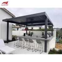 China Modern Waterproof Outdoor Motorized louvered Aluminium Pergola With Sliding Glasses for sale