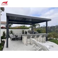 China Modern Waterproof Outdoor Motorized louvered Aluminium Pergola With Sliding Glasses for sale