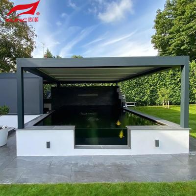 China Adjustable Motorized Louvered Aluminium Pergola Outdoor Modern Waterproof Design for sale