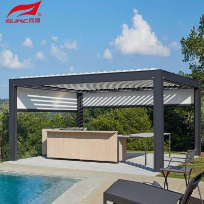 China Smart Remote Control Aluminum Pergola With Waterproof Windproof Motorized for sale
