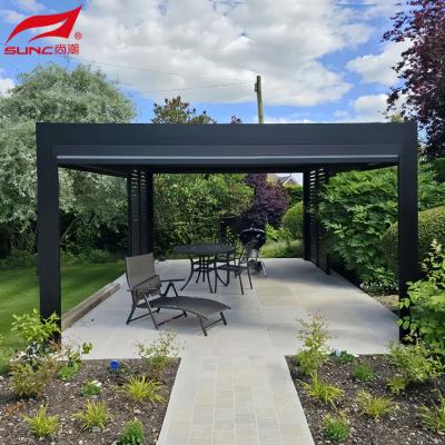 China Waterproof Aluminum Retractable Pergola / Aluminium Perforated Panel With Remote Control for sale