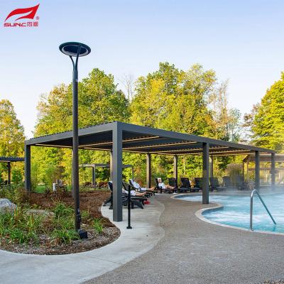 China Smart Home Integration Motorized Aluminum Pergola Waterproof Windproof And Remote Control System for sale