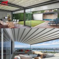 China Waterproof Aluminium Pergola Retractable Roof Pergola With LED Light Strips And PVC Sail Finishing for sale