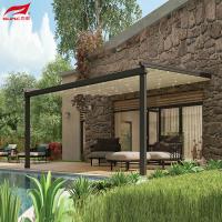 China Waterproof Aluminium Pergola Retractable Roof Pergola With LED Light Strips And PVC Sail Finishing for sale
