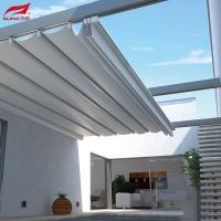 China Easily Assembly Retractable Roof Pergola Added Features LED Light Strips Wall-mounted Installation for sale