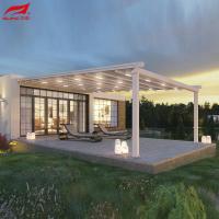 China Easily Assembly Retractable Roof Pergola Added Features LED Light Strips Wall-mounted Installation for sale
