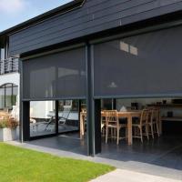 China Effortlessly Control Light And Temperature With Fabric Exterior Windblock Shades for sale