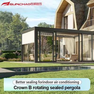China Garden Space Round Rod Aluminum Pergola For Smart Home Integration And Remote Control System for sale
