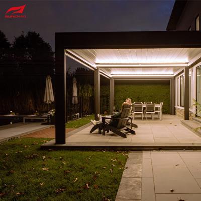 China Customized Size 3x3m Motorized Aluminum Pergola in White with Smart Home Integration for sale