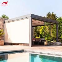 China Garden Design 5x3m Motorized Retractable Louver Aluminum Pergola Smart Home Integration for sale