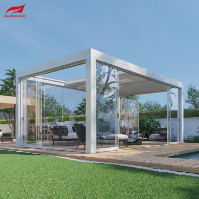 China Garden Design 5x3m Motorized Retractable Louver Aluminum Pergola Smart Home Integration for sale