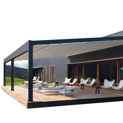 China Waterproof PVC Retractable Patio Awning With Led Lights 3 - 5 Years Warranty for sale