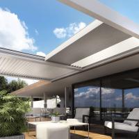 China Sun Rain Protection Waterproof Retractable Awning Screen Pergola With Fabric for sale