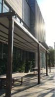 China Outdoor Retractable Roof Awning Pvc Fabric Metal Pergola Pvc Coated Sail Finishing for sale