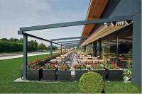 China Outdoor Retractable Roof Awning Pvc Fabric Metal Pergola Pvc Coated Sail Finishing for sale