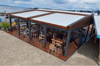 China Aluminum Folding Retractable Roof Pergola Attachable Gazebo Side Wall Mounted Awning for sale