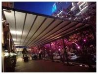 China Modern Design Bioclimatic Motorized Aluminium Retractable PVC Pergola for sale
