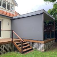 China Facade Sunshade Polyester UV Coating Zip Track Blinds Wind Resistance for sale