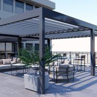 China Waterproof Motorized Pergola Systems Louvre Roof Pergola For Heavy Rain for sale