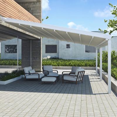 China Modern Design Bioclimatic Motorized Aluminium Retractable PVC Pergola for sale