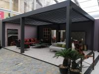 China Waterproof Gazebo Pergola Removable Roof Pvc Pergola Roof With Led Lights for sale