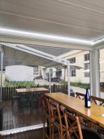 China Waterproof Gazebo Pergola Removable Roof Pvc Pergola Roof With Led Lights for sale