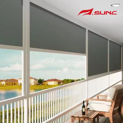 China Fabric Roller Shade With Rainproof Zip Track Aluminium Alloy Side Track Window Blinds for sale