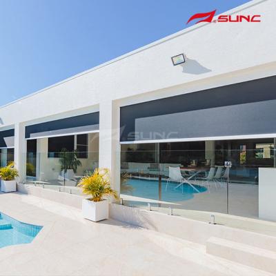 China Outdoor Roller Blinds Waterproof Zip Track Blinds Patio Roll Up Shade Window for sale