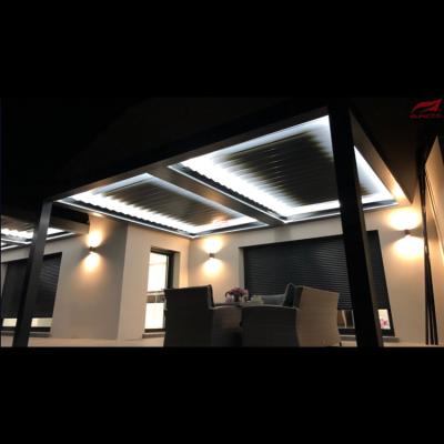 China Waterproof Aluminium Motorized Louvered Pergola With Led Light for sale