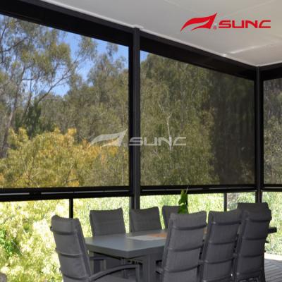 China Motorized Roller Shade Zip Track Blinds For Pergola Canopy Restaurant for sale