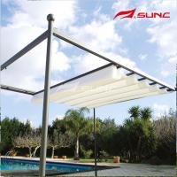 China Easily Assembly Retractable Roof Pergola Made Of Aluminum Alloy With Motorized Operation And LED Light Strips for sale