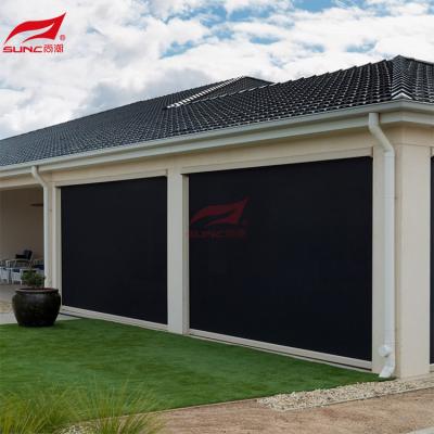 China Motorized Outdoor Windproof Zip Track Electric Motorized Roller Blinds for sale