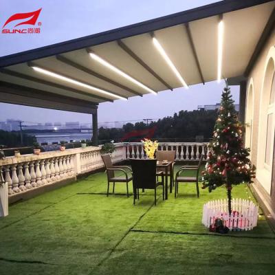 China Bioclimatic Aluminum PVC Retractable Roof Systems Rain Protection for sale