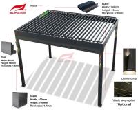 China 4x4m Adjustable Manual Louvered Pergola Waterproof Roof Aluminium Gazebo for sale