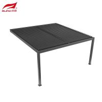 China SUNC 4x4m 3x3m White Wall-mounted Aluminium Manual Louvered Pergola Outdoor Garden Building Windproof Waterproof for sale