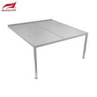 China 3x3m Wall-mounted Aluminium Manual Louvered Pergola Customized Gery Outdoor Garden Building for sale