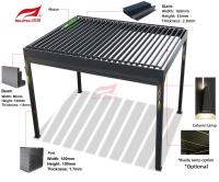 China 3x6m Aluminium Alloy Manual Louvered Pergola Outdoor Waterproof Garden Building Gazebo for sale